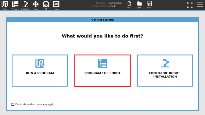 Pierwszy program robota Universal Robots