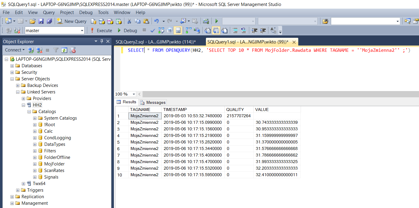 Agregacja i zapis danych w systemach klasy SCADA, MES, ERP.